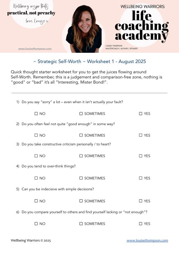 Worksheet 1 - Wellbeing Warriors Coaching Academy